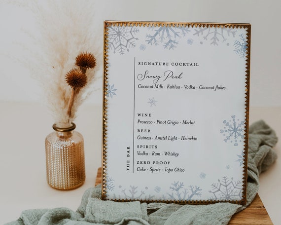 Winter Wonderland Themed Menu Winter Wonderland Dinner Party
