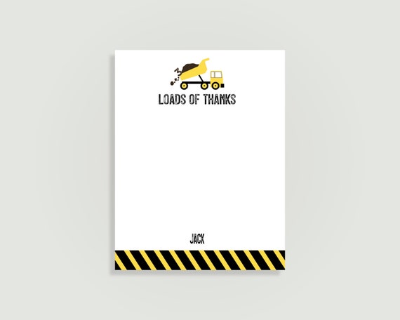 Construction Birthday Thank You Cards - Loads of Thanks - Dump truck ...