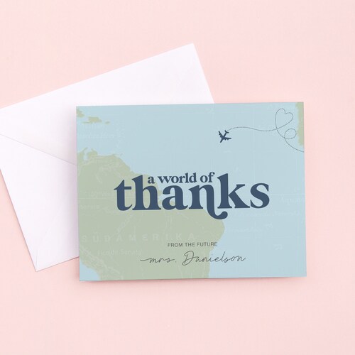 Map Globe Travel Thank You Card Printable Thank You Cards - Etsy
