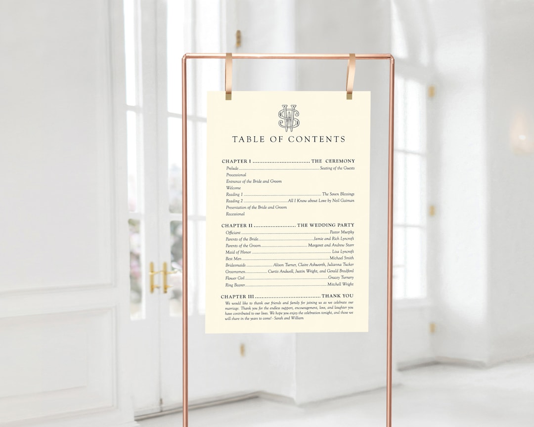 Literary Wedding Program Sign - Book Theme Library Wedding - Etsy