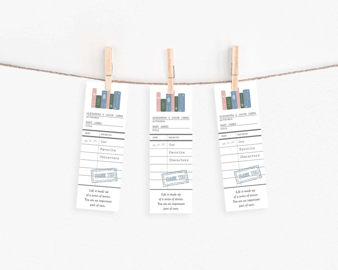 Bookmark Favors - Library Card - Build-a-library Baby Shower ...
