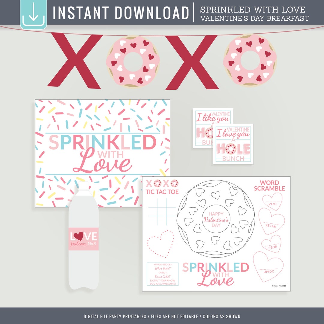 Donut Valentine's Day Breakfast Party Printables - Etsy