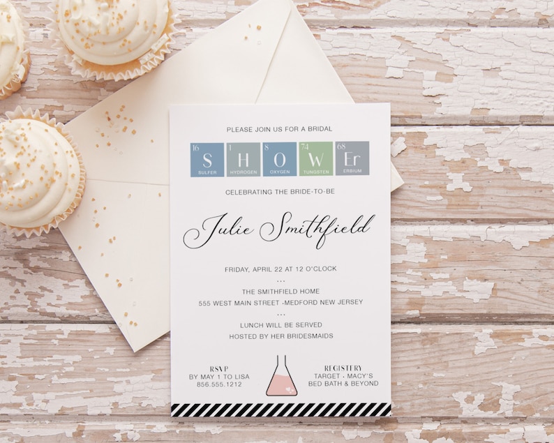 Periodic Table Invitation for Chemistry Bridal Shower Printed - Etsy
