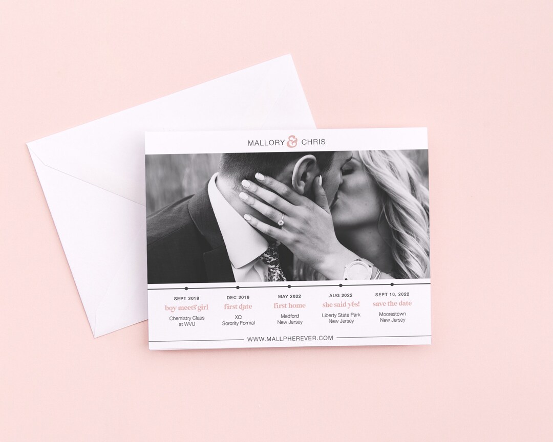 Timeline Save the Date Magnet or Cards With Picture - Printed - Etsy