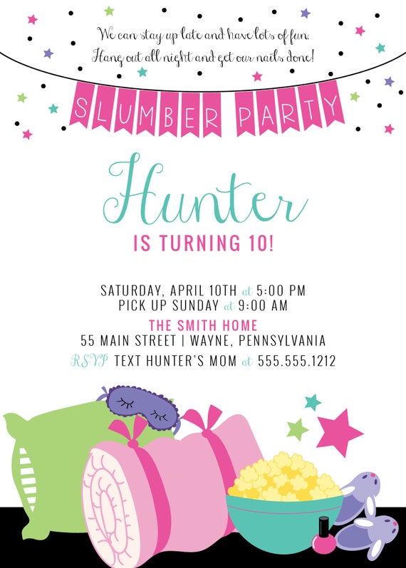 Slumber Party Invitations Wording