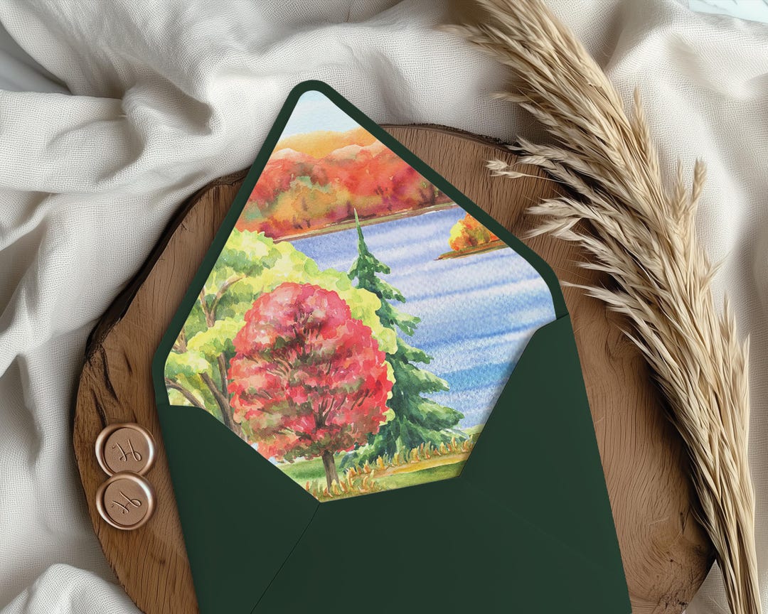 Fall Envelope Liner With Euroflap A7 Envelope—fits 5x7 Wedding ...