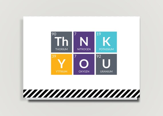 Science Thank You Card Periodic Table Thnk YOU Chemistry | Etsy