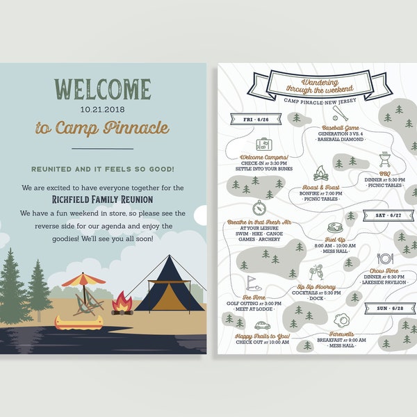 Family Reunion Itinerary Cards - Etsy