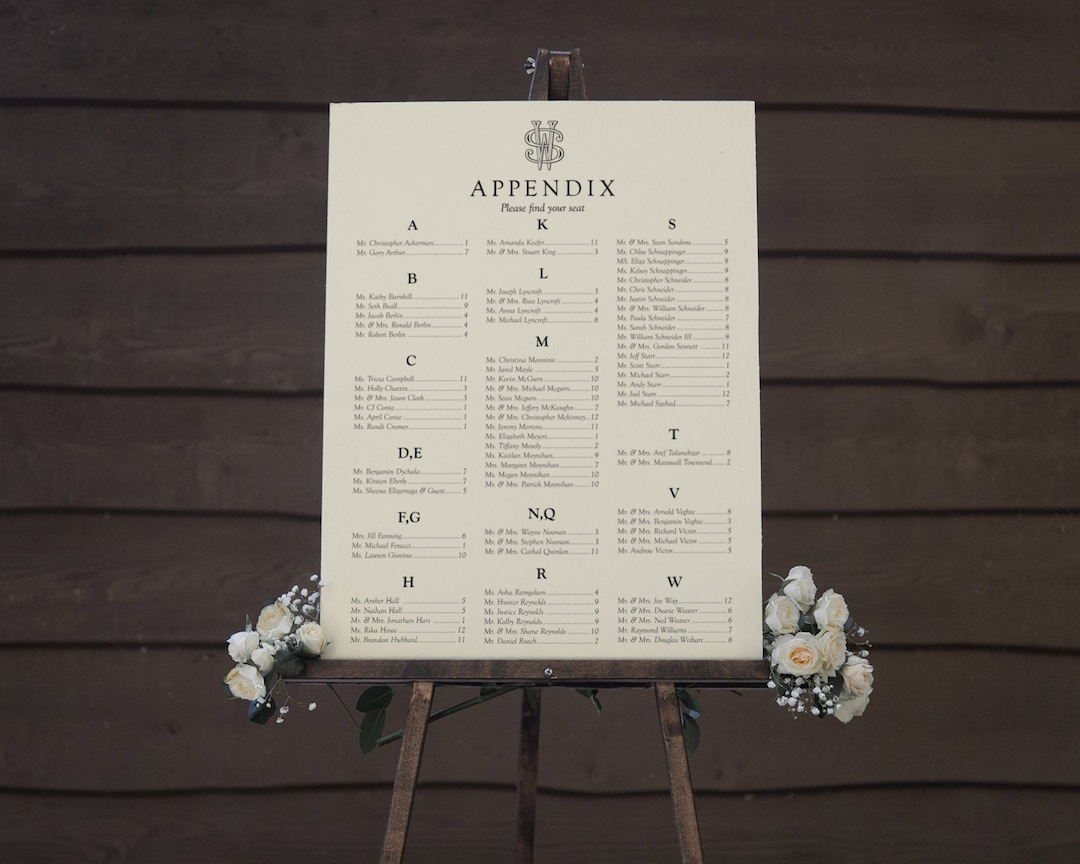 Literary Wedding Seating Chart - Design Only - Book Theme Library ...