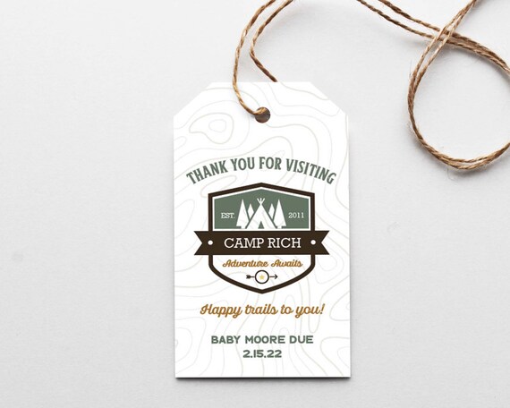 Camping Baby Shower Favor Tag Printed - Happy Trails to You by Bash Box ...