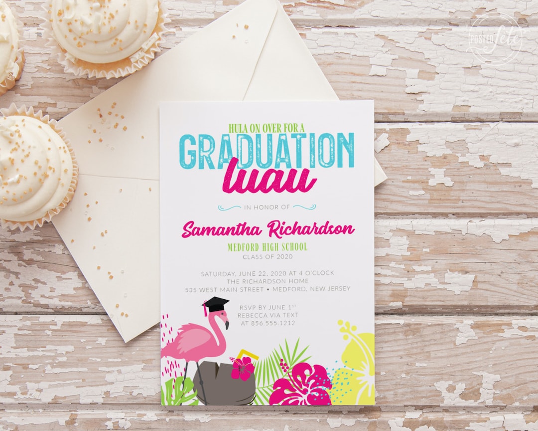 Graduation Luau Invitation - Tropical Beach Graduation Invitation ...
