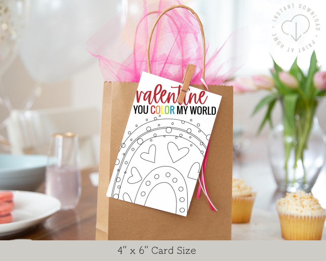 Crayon Valentine - Valentine You Color My World - Printable File ...