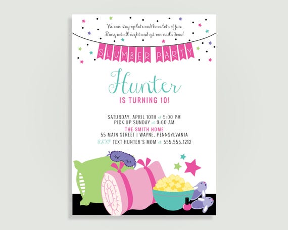Slumber Party Invites - Sleepover Invitation - Sleeping Bag & Pillow ...