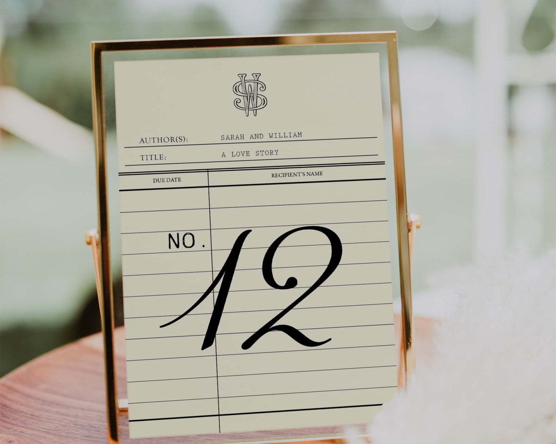 Library Card Table Numbers Book Theme Wedding - Etsy