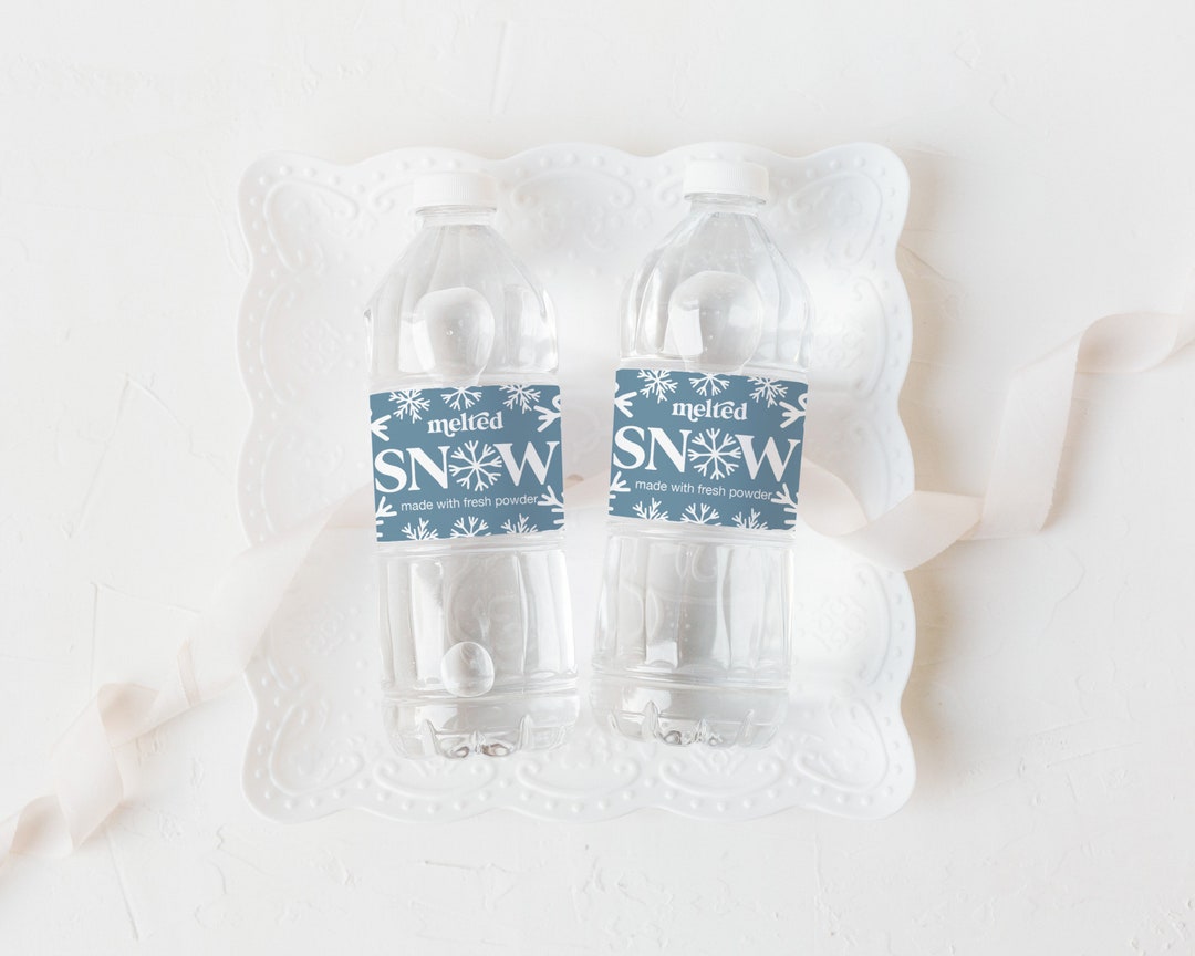 Melted Snow Water Bottle Label Printed Ski and Snow Themed Party ...