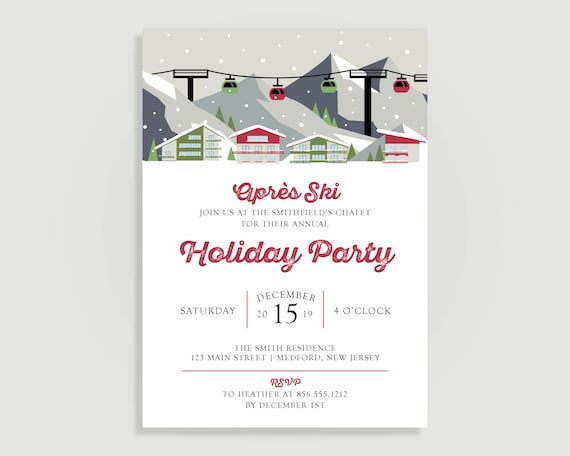 Apres Ski Party Invitation - Ski Theme Invitation Holiday Party ...