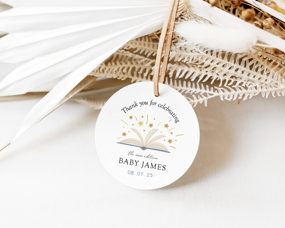 Book Baby Shower Favor Tag Printed - New Edition - Etsy