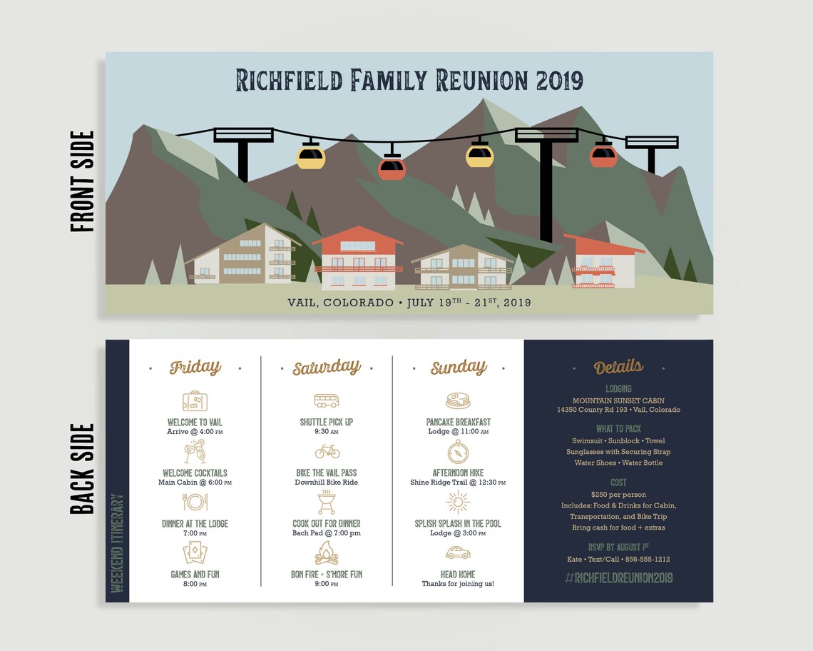 Ski Resort Family Reunion Invitation With Itinerary - Etsy