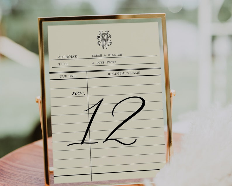 Library Card Table Numbers Book Theme Wedding - Etsy
