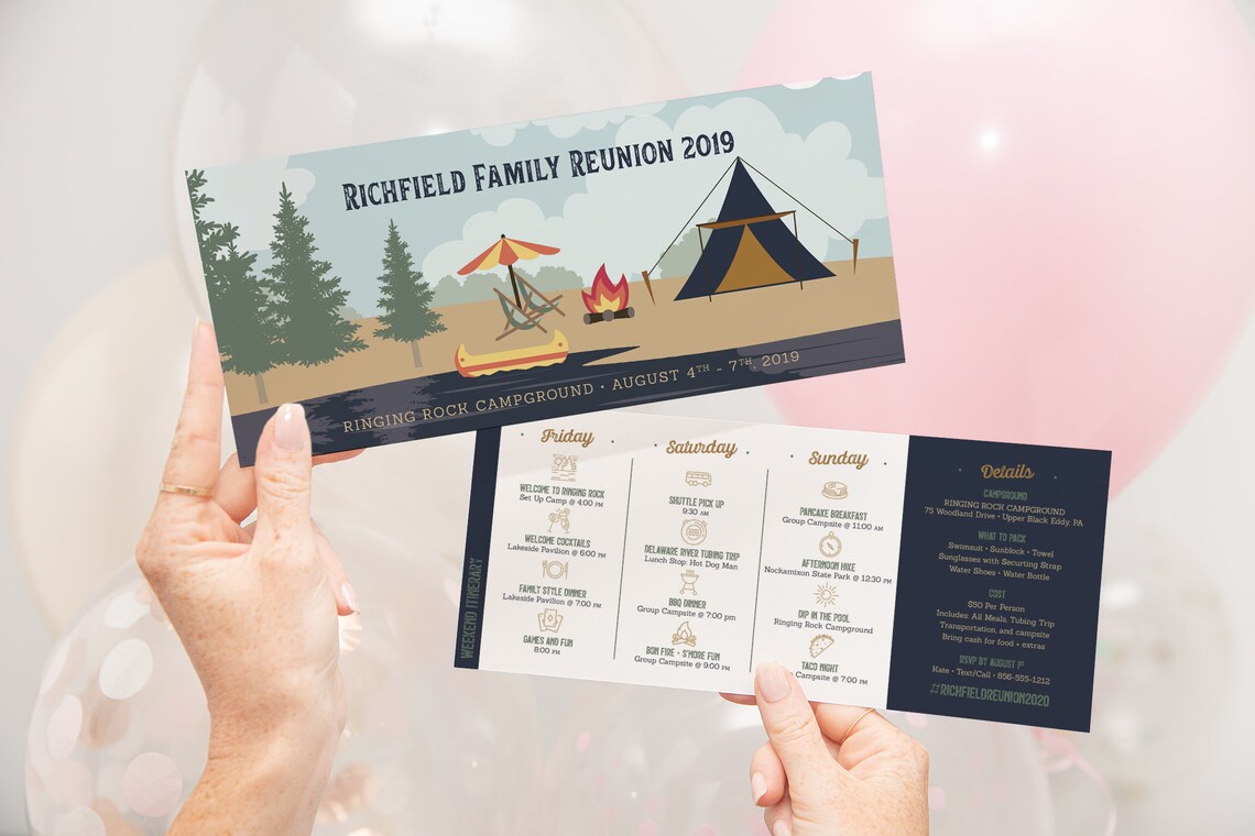 Camping Weekend Invitation With Itinerary for Family Reunion - Etsy