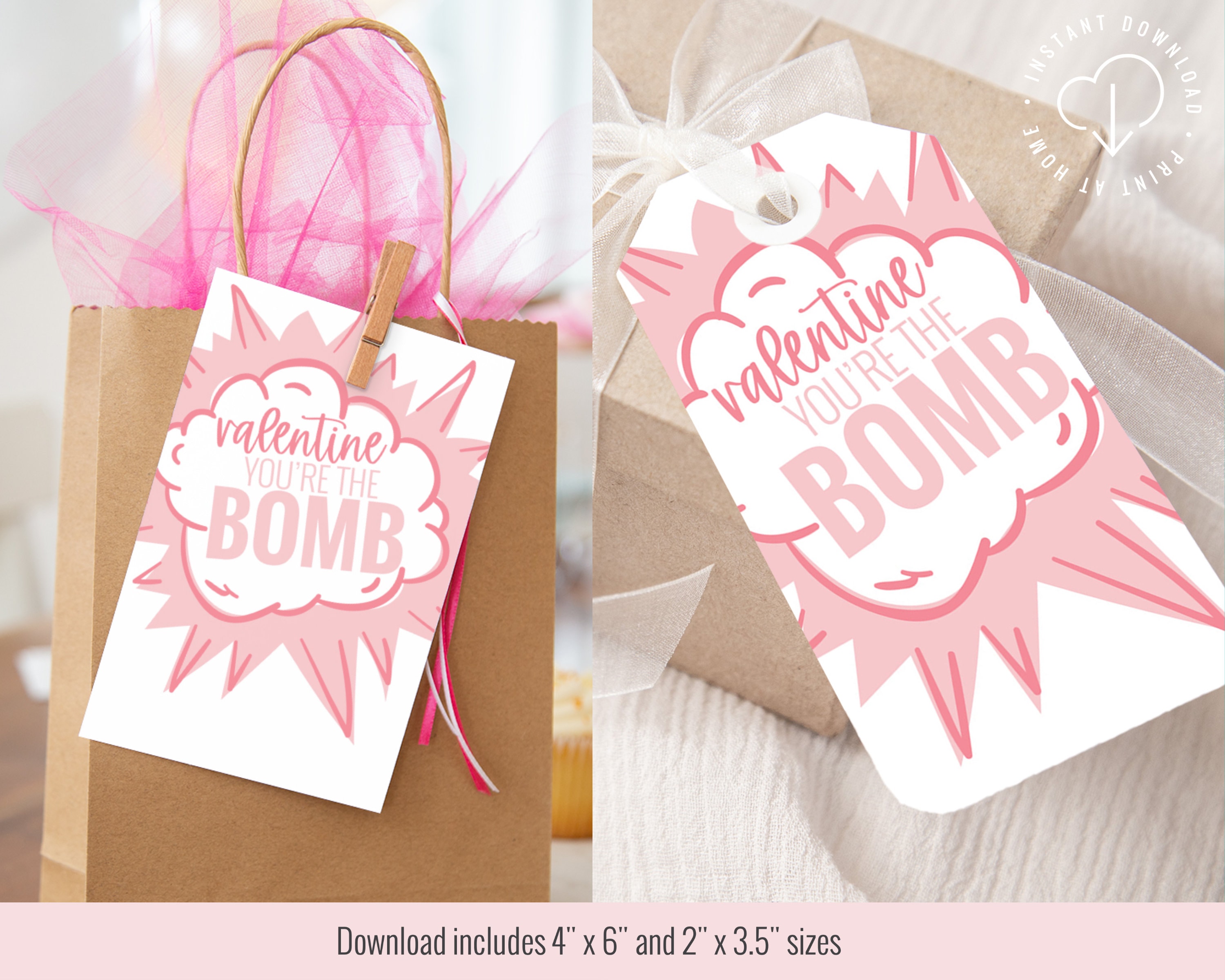 Valentine You're the Bomb Tag Template Printable - Etsy UK