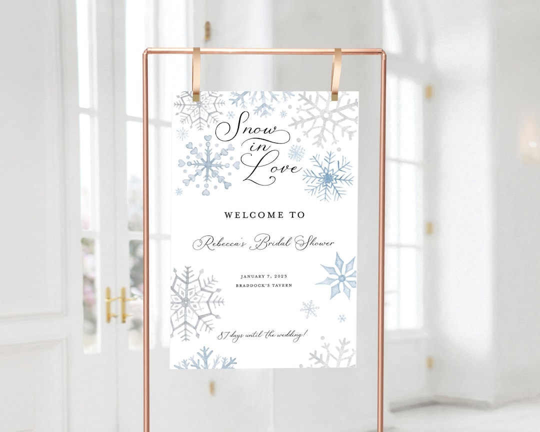 Snow in Love Bridal Shower Welcome Sign - Winter Theme - Printed and ...