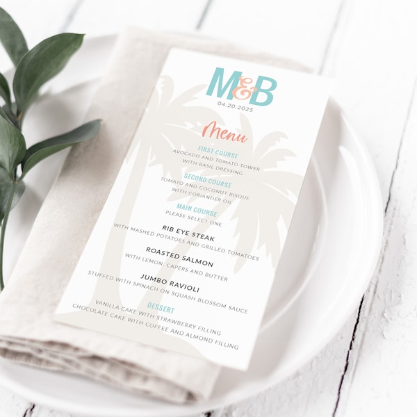 Beach Wedding Menu - Etsy
