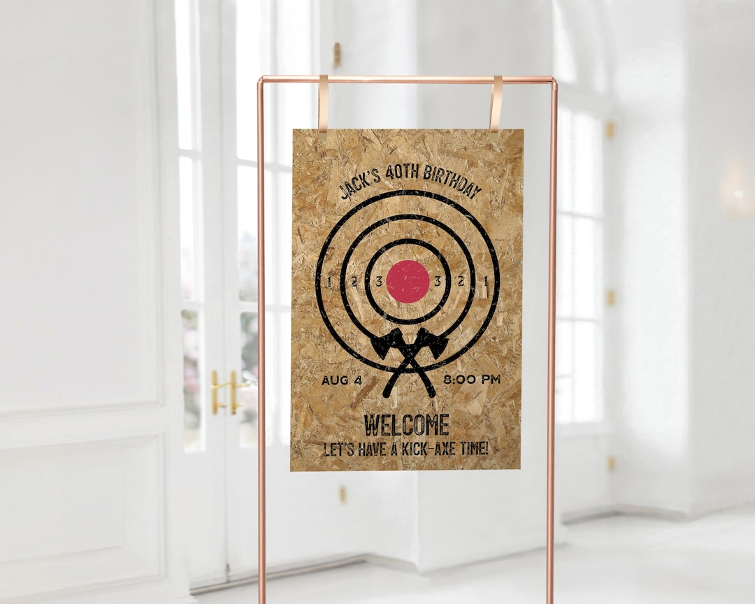 Axe Throwing Birthday Welcome Sign Printed and Digital File Option ...