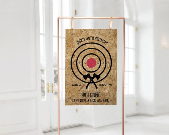 Axe Throwing Birthday Welcome Sign Printed and Digital File - Etsy