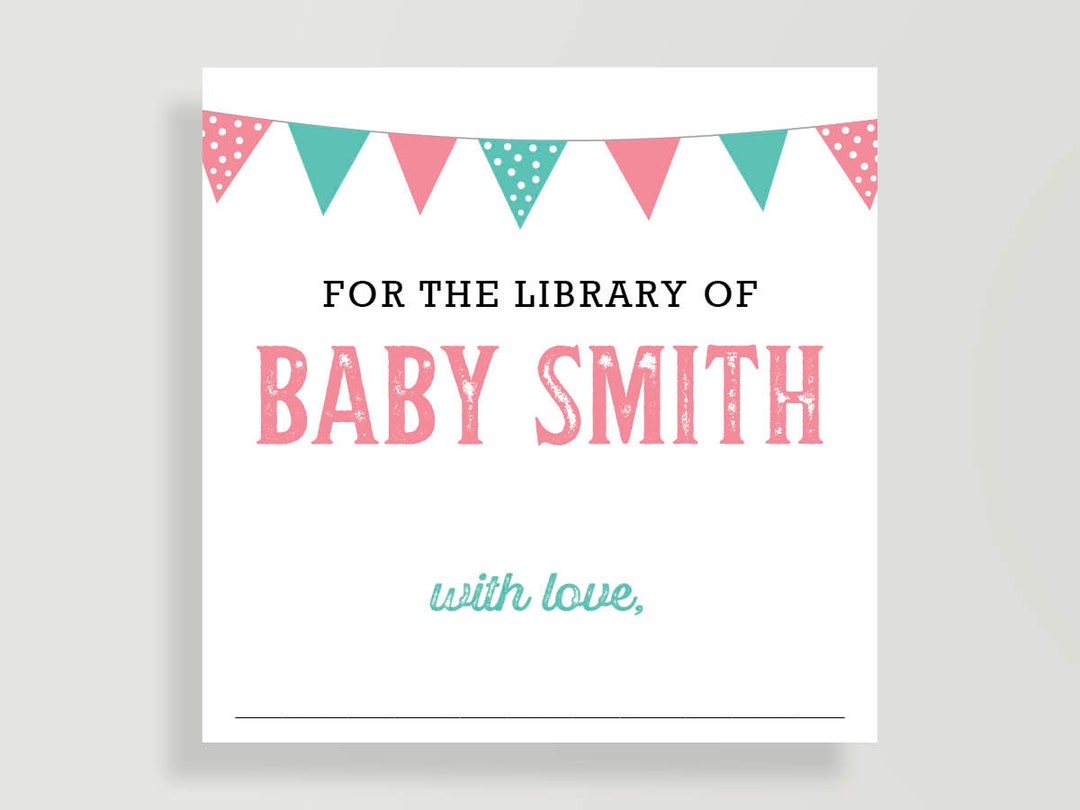 Book Plate Sticker for Children's Book - Baby Shower Wishing Well ...
