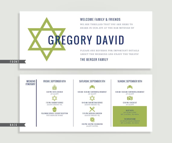 Bar Mitzvah Welcome Note and Itinerary - Bat Mitzvah Welcome Note ...