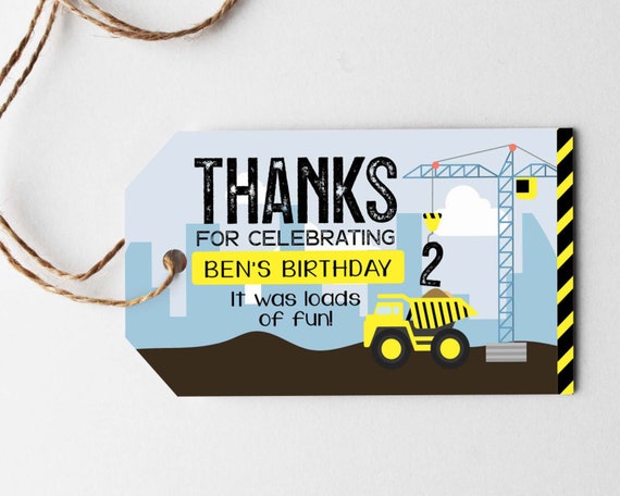 Loads of Fun Goodie Bag Tag for Construction Birthday Party by Bash Box ...