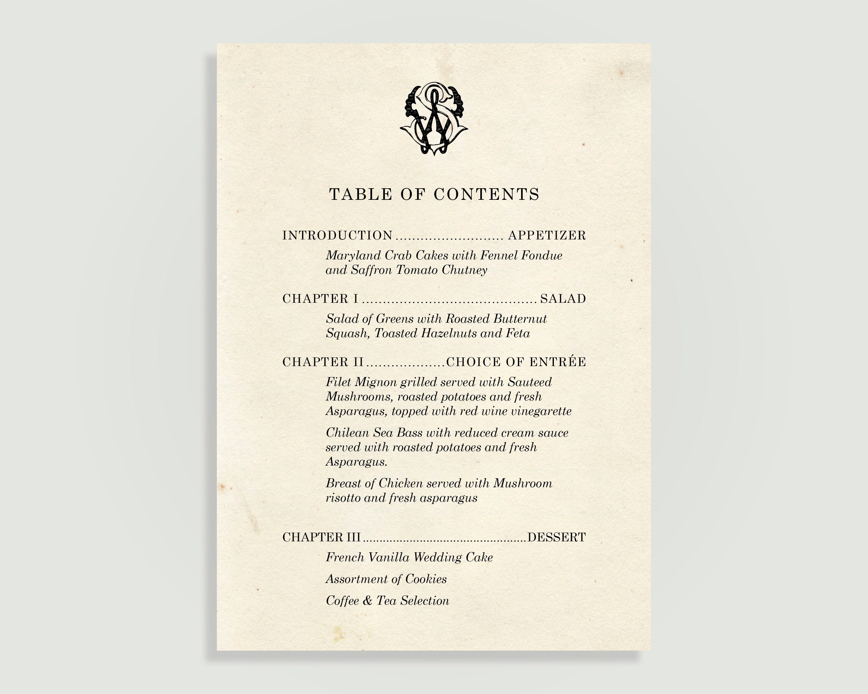 Literary Wedding Menu Literary Dinner Menu with Vintage | Etsy