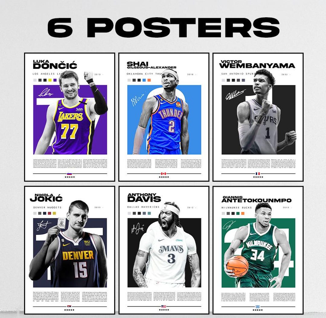 NBA Legends Poster Bundle: Luka Dončić, Shai Gilgeous-alexander, Victor ...