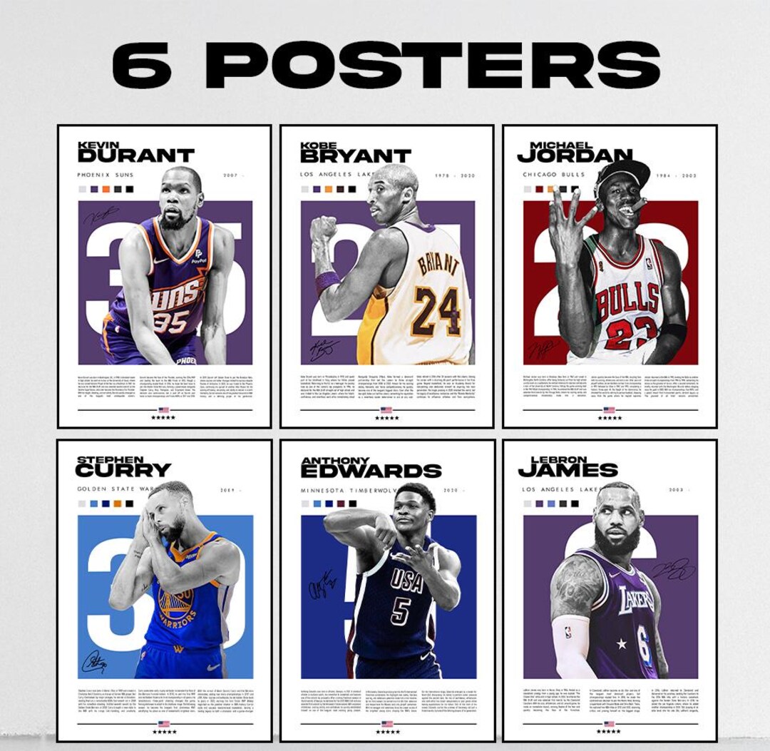 NBA Legends Poster: Michael Jordan, Lebron James, Kobe Bryant, Kevin ...