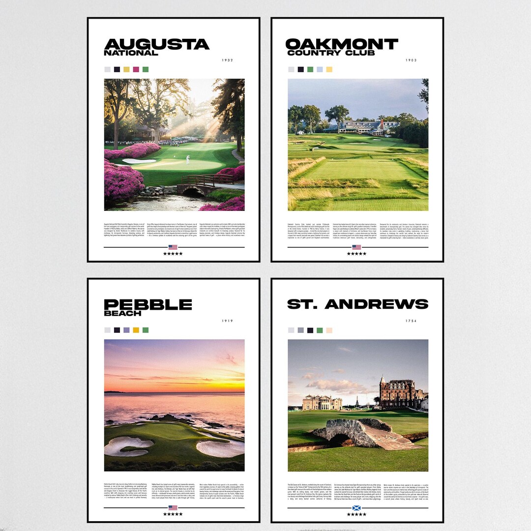 Golf Course Posters: Augusta National, Oakmont Country Club, Pebble ...