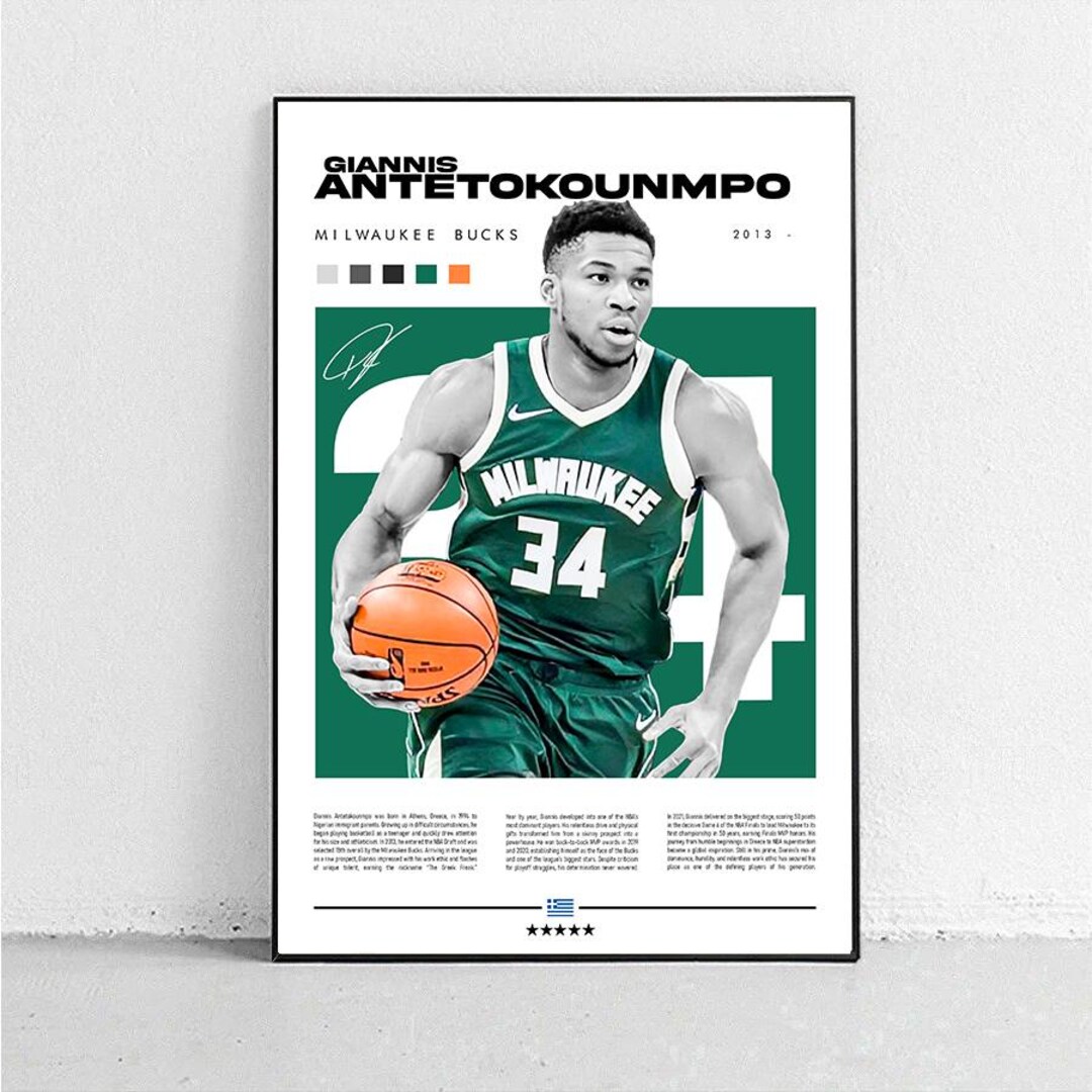 Giannis Antetokounmpo Poster, Milwaukee Bucks Poster, Sports Poster ...