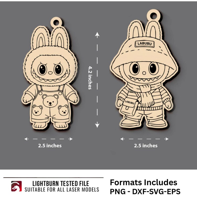 Labubu Keychain Laser Cut File SVG Labubu Cartoon Toy Ornament Labubu ...
