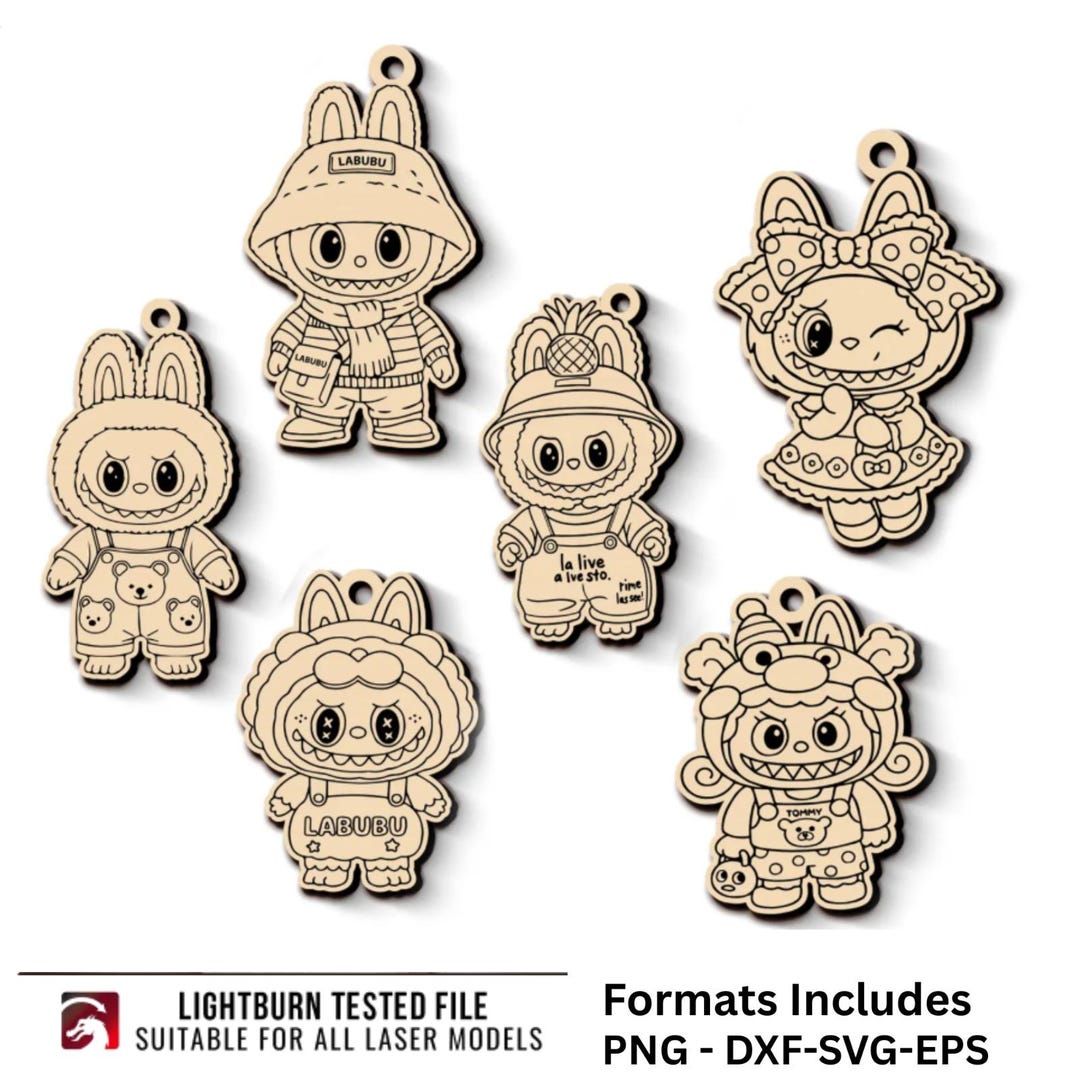 Labubu Keychain Laser Cut File SVG Labubu Cartoon Toy Ornament Labubu ...