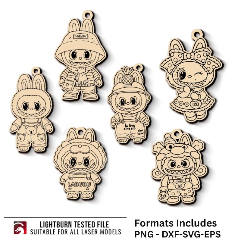 Labubu Laser Cut Key Chains - Etsy