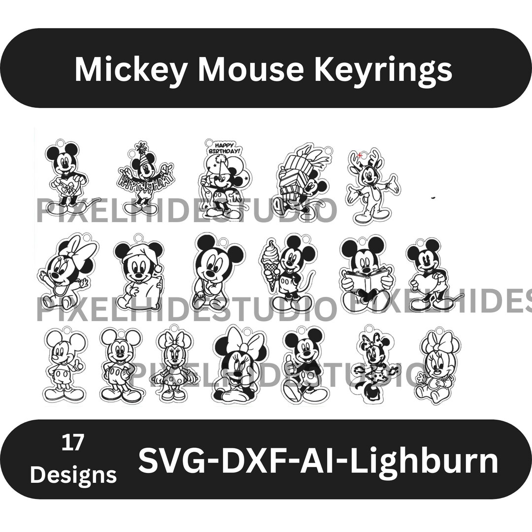 Laser Cut Birthday Mouse Keyring Design SVG | Wooden Keychain Cut File ...