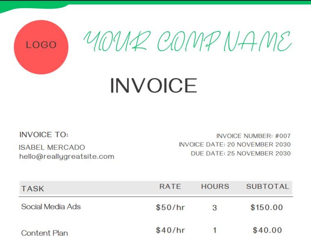 Canva Editable Invoice Template' for Professional and Small Business ...