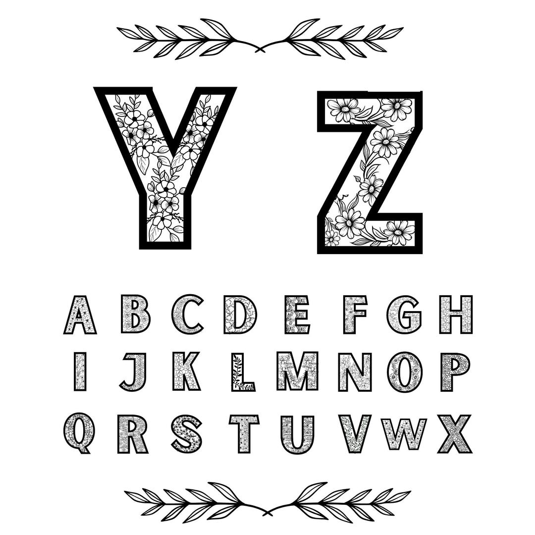 Floral Alphabet SVG Bundle: Botanical Letter Clipart A-Z (SVG, PNG ...