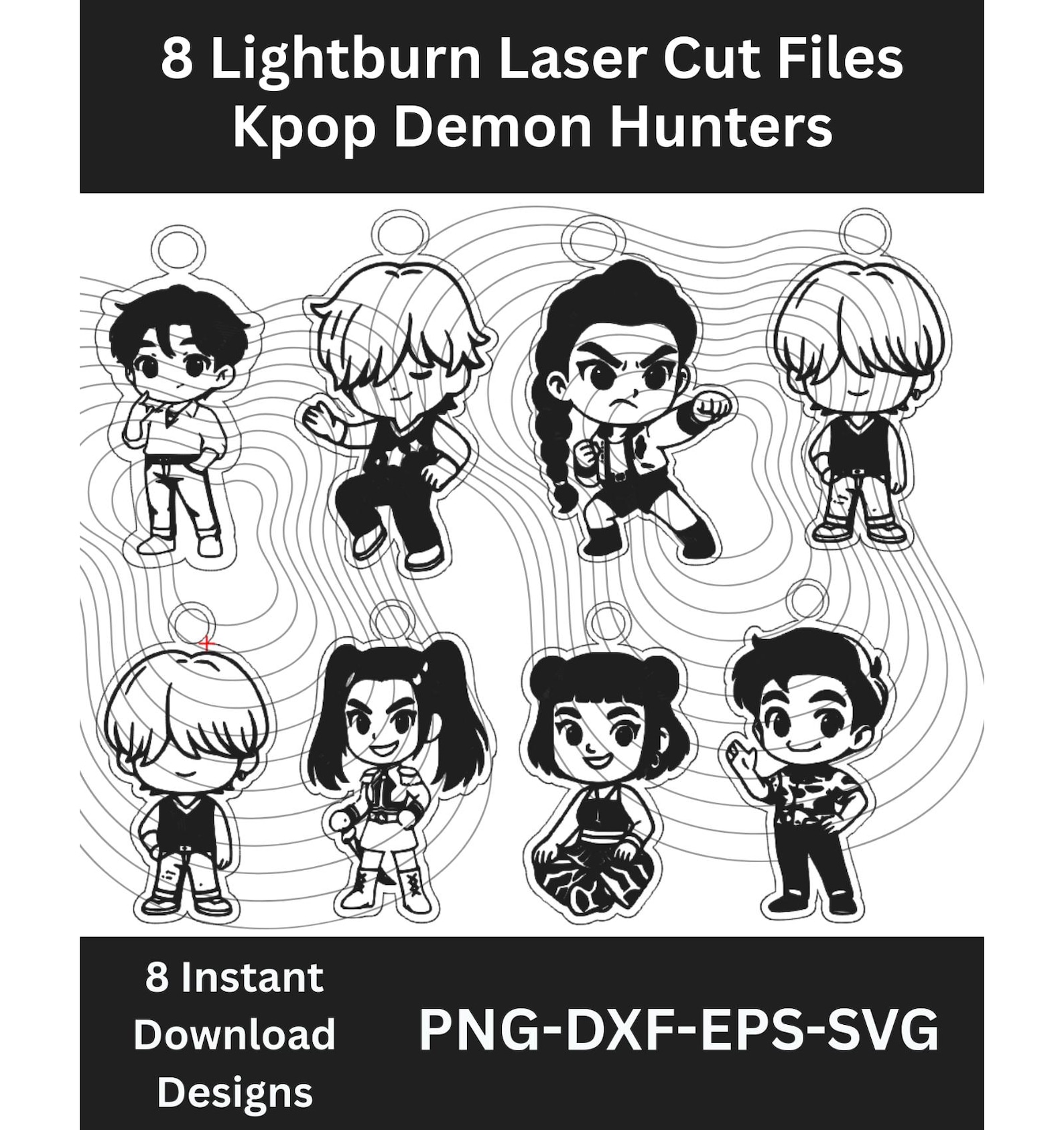 Kpop Demon Hunters Laser Cut Files, Lightburn Ready (png-dxf-eps-svg ...