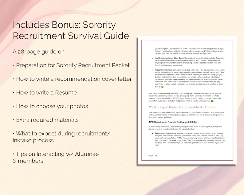 Sorority Resume Template and Cover Letter, Social Resume With Photo ...