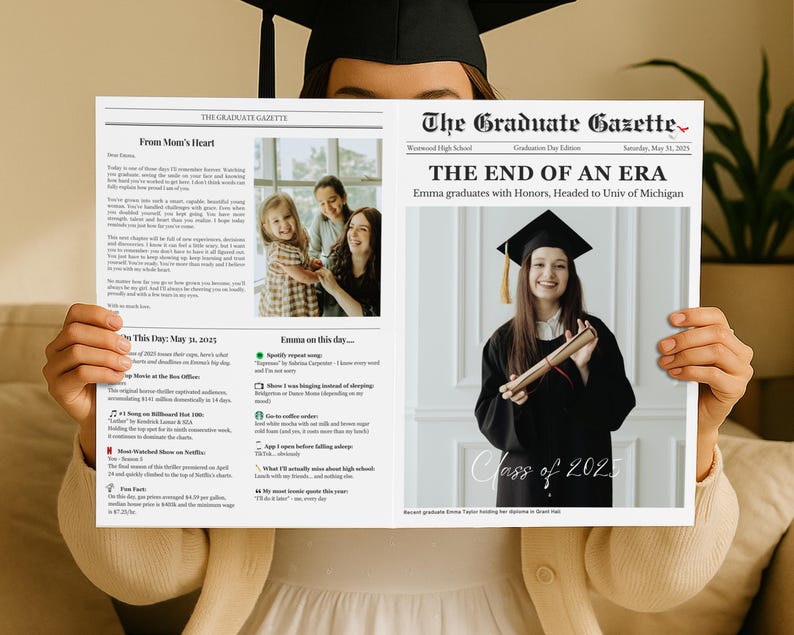 Graduation Newspaper Template, Graduation Flower Bouquet Wrap, Senior ...