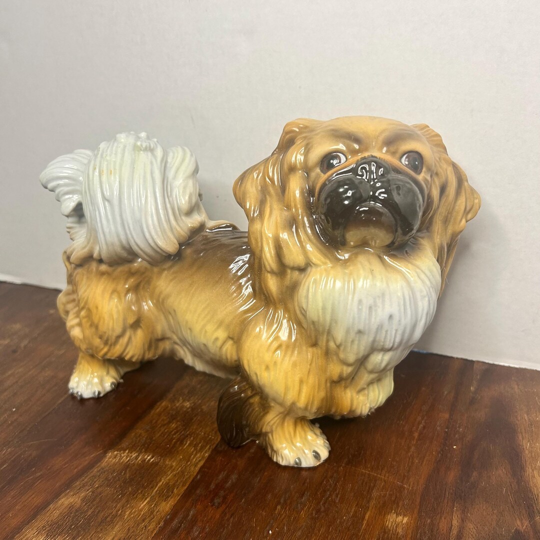 Vintage C Martinu Porcelain Pekingese Dog 10” X 7” Figurine Statue ...