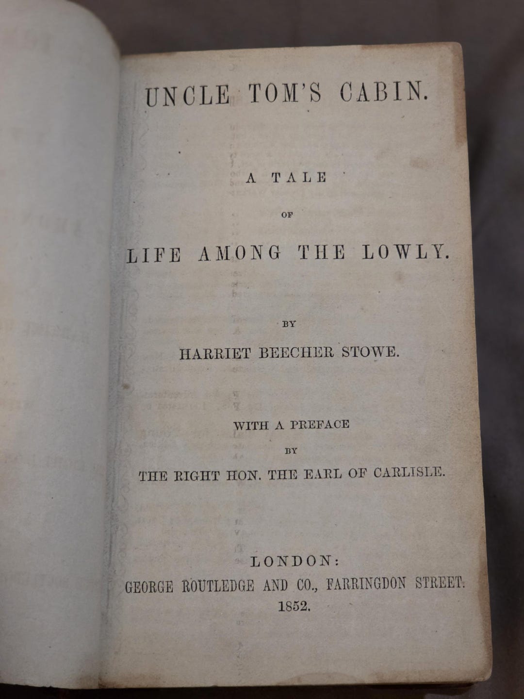 Uncle Tom's Cabin-a Tale of Life Among the Lowly by Harriet Beecher Stowe. Early Edition 1852 ...
