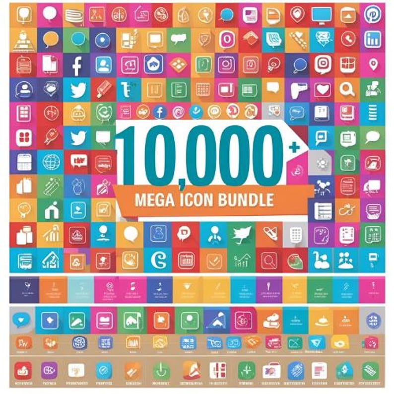 Icons 10,000 SVG Mega Bundle -, Icons PPT, Business Icons, Social Media ...