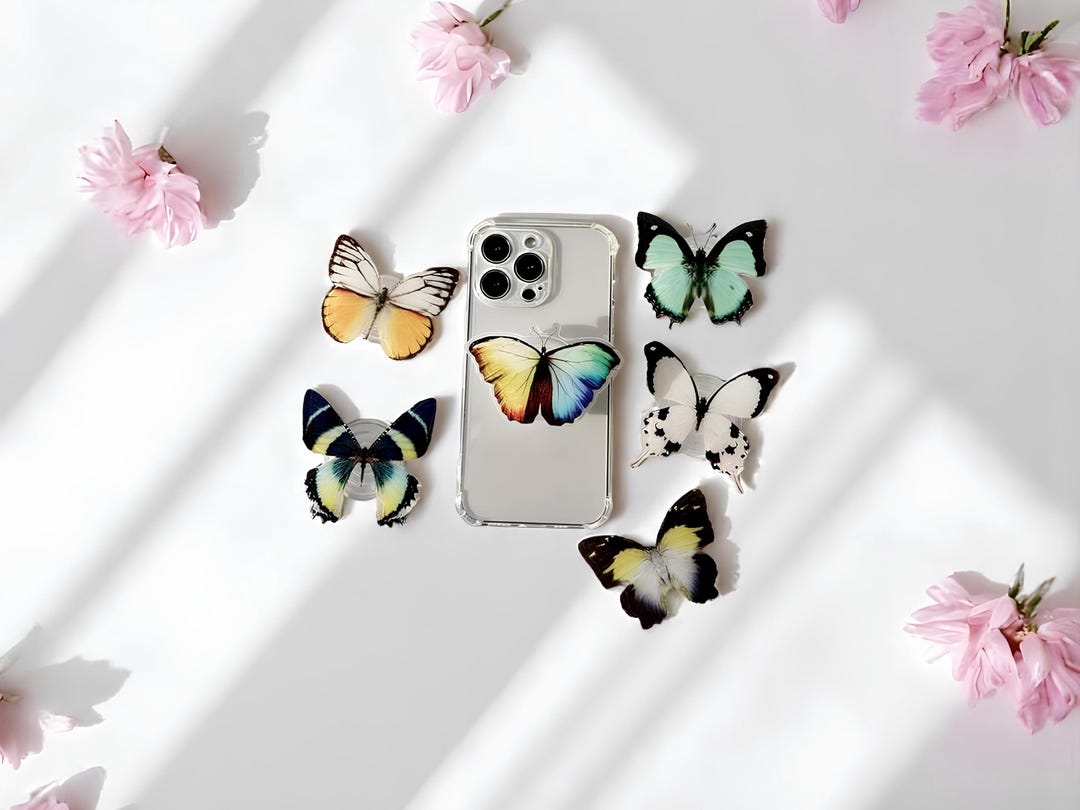 Handmade Butterfly Phone Grip - Cute Colorful Popsocket - Butterfly ...